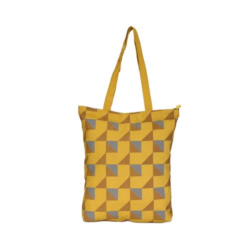 Buy Pick Pocket yellow canvas grey printed tote bag Online at Best ...