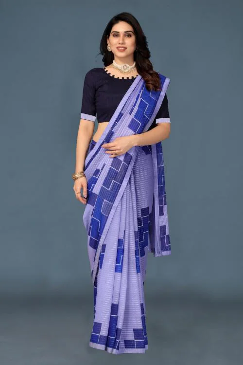 Buy Isha Trade Women Blue Floral Print Georgette Daily Wear Saree ...