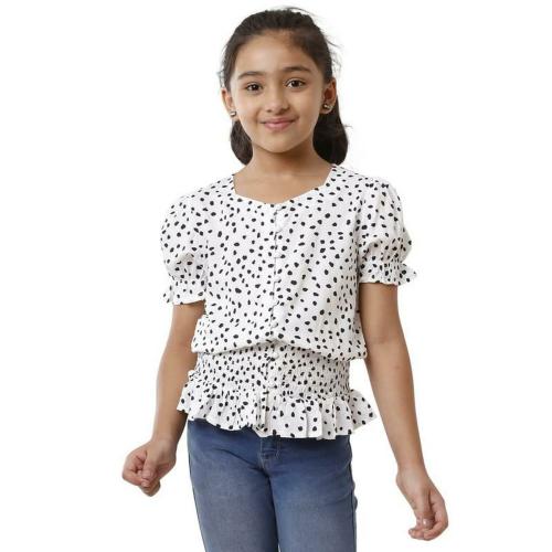 Buy De Moza Girls White Printed Rayon Top - 8 to 9 Years Online at Best ...