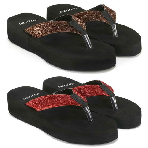 Buy Skytrap Copper, Red Solid Shimmer Slippers Flipflop for Women Combo ...
