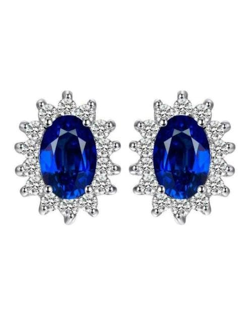 Buy Jewel Panda Women's Silver Plated Sapphire Oval Shaped Jewelry Set ...