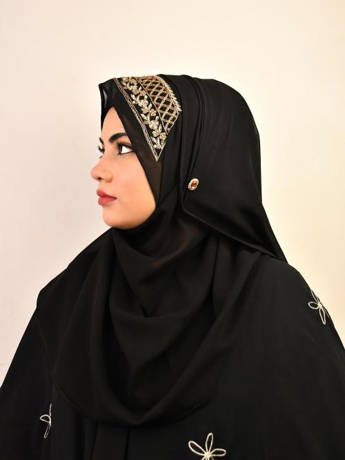 Buy WRAP MY HIJAB Beige Luxury Bridal Wedding Wear Hijab Scarf With Handwork Online at Best ...