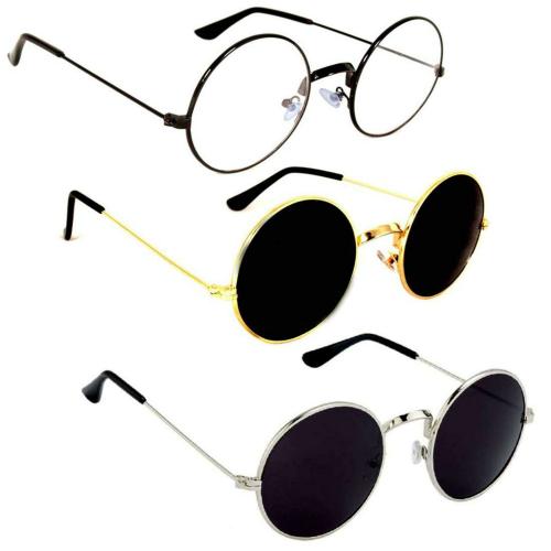 Buy Phenomenal Round Unisex Sunglasses (Clear, Black) (Men & Women ...