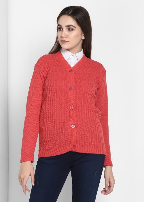 Buy Pivl Women Peach Woven Design Acrylic Blend Sweater Online at Best ...