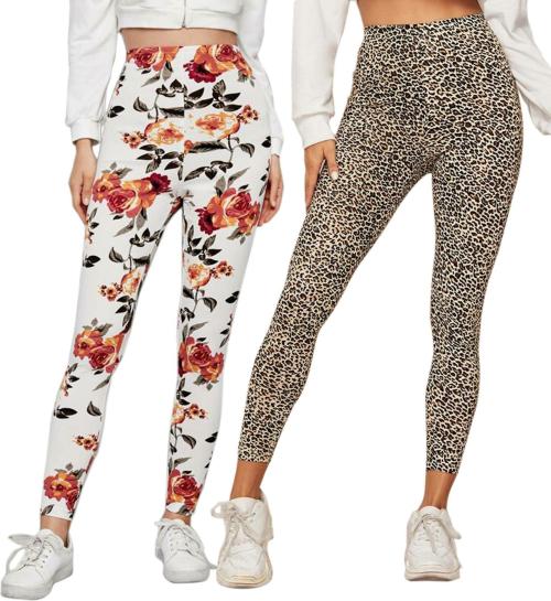 Buy ALISBA Women Multicolor Printed Lycra Blend High Rise Jeggings (M ...