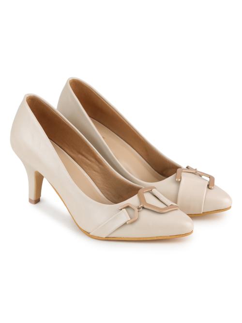 Buy Shezone Women's Cream Heel Pumps Online at Best Prices in India ...