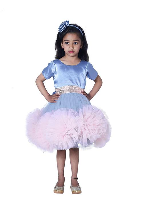 Buy Wish Little Girls Grey Polyester Stars Knee Length Dress - 7 Y ...