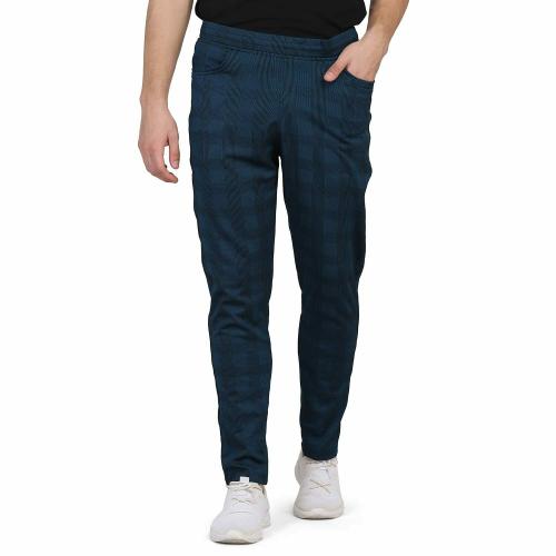 Buy Alvino Men's Checkered Stretchable Lycra Dry Fit Track Pant Blue ...
