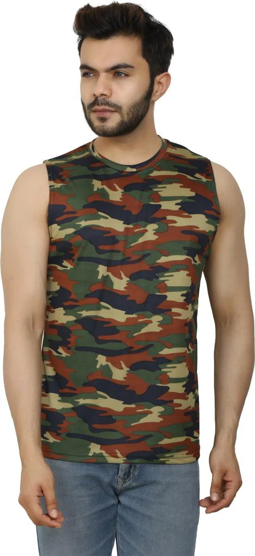 Buy PRIME PLUS Multicolor Camouflage Round Neck Sando Vest - L Online ...