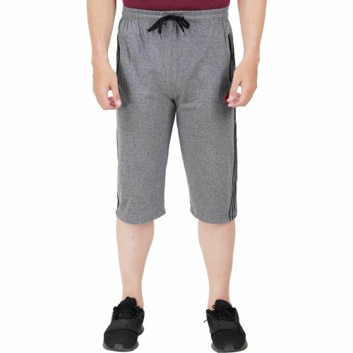 Buy Feel Track Pure Cotton Men Grey Striped Three Fourths Short (Xxl ...