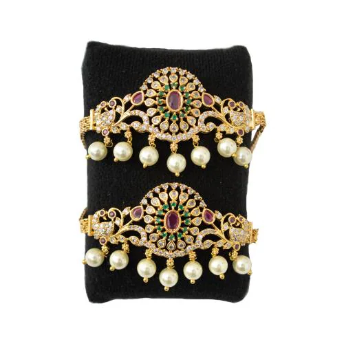 Buy Gold plated pearl Bajubandh | Traditional american diamond wedding ...