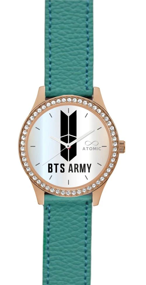 Buy Atomic Premium Quality Rosegold Dark Green Strap BTS watch for ...