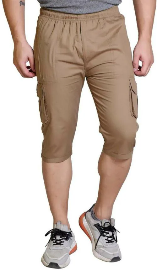 Buy US Raw Vintage Men Brown Solid Cotton Blend Three Fourths Pant - US ...