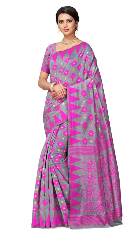 Buy Devangi Women Pink Cotton Blend Woven Saree Online at Best Prices in India - JioMart.