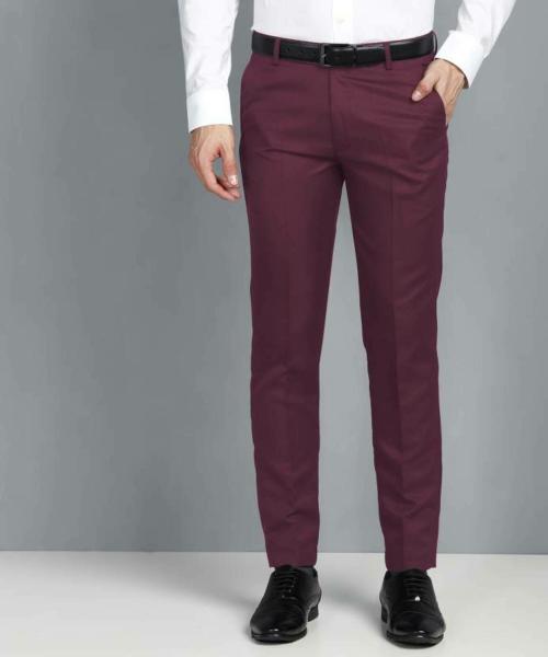 Buy CYPHUS Men Slim Fit Maroon Viscose Rayon Trousers Online at Best ...