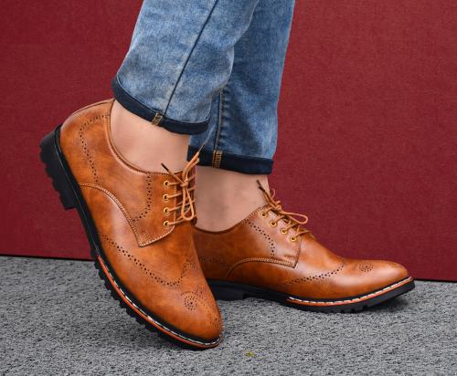 Buy WoYak Synthetic Leather Lace up Partywear/Formal Brogue Shoes for ...