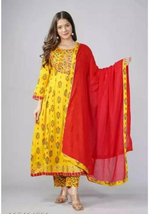 Buy Shri Krishna Fabric Women's Rayon Embroidered Ethnic Anarkali Kurti ...