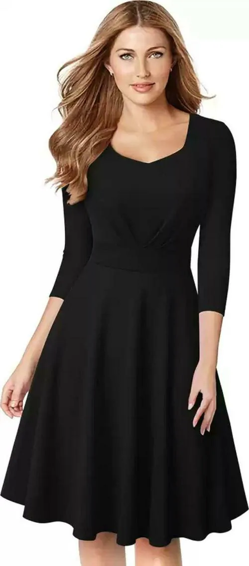 Buy LADIESORA FASHION Empire Waist Black Polyester Dress For Women ...