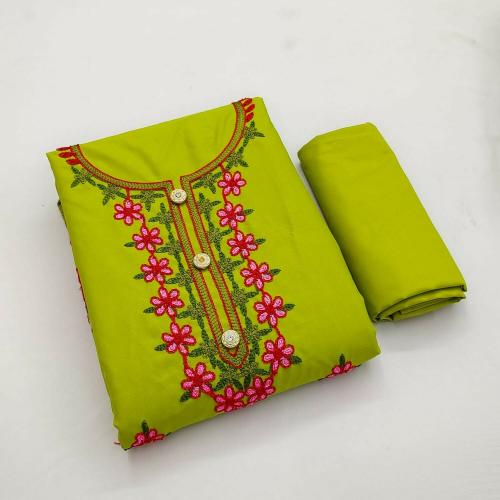 Buy GURHAL Embroidered Cotton Unstitched Dress Material Green Online at ...