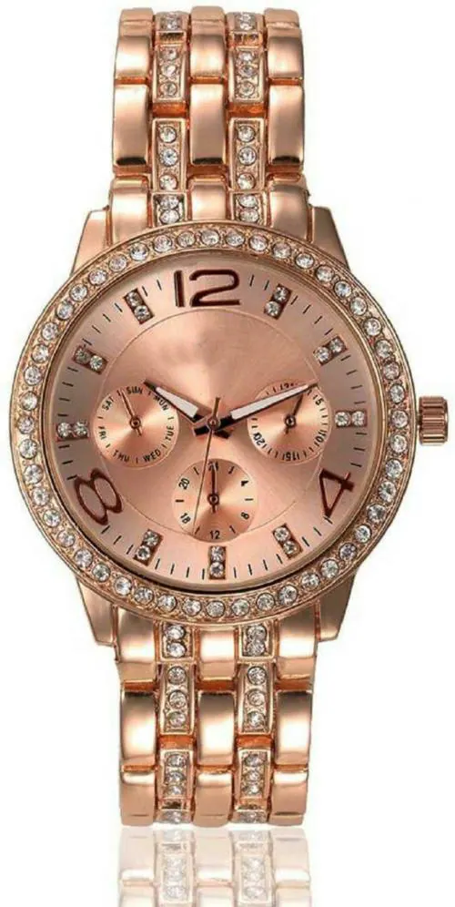 Buy Miss Perfect Analog Rose Gold Diamond Studded Dial and Strap Wrist ...
