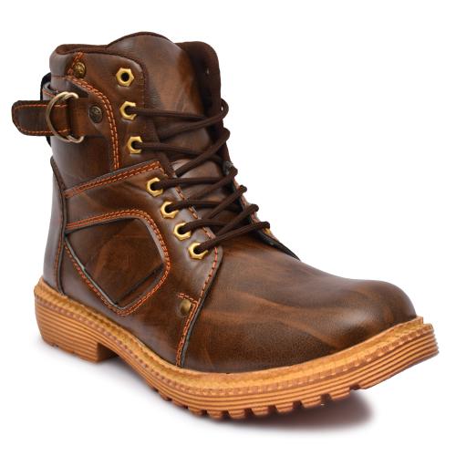 Buy RECAN Men's Brown Synthetic Classic Lace-Up Boot Online at Best ...