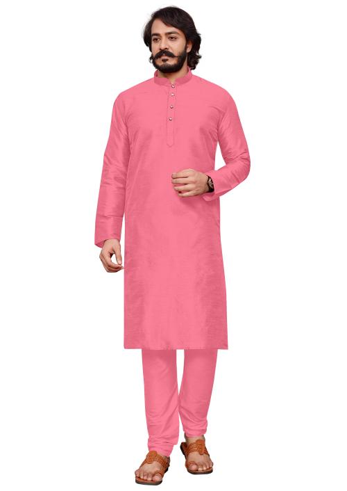 Buy EARTH ART SILK SELG DESIGN KURTA FOR MENS PINK L Online at Best ...