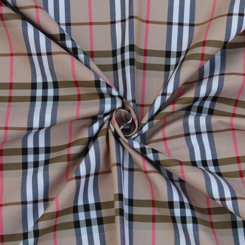 Buy Bigreams Yarn Dyed Giza Cotton Beige Check Fabric (1.5 Meter For ...