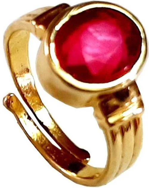 Buy Chopra Gems & Jewellery Gold Plated Brass Ruby Stone Ring (Men and Women) - Adjustable ...