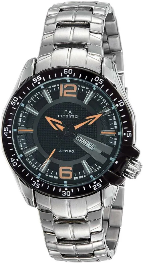 Buy Maxima Analog Black Dial Silver Strap Watch For Men (O-56271CMGI ...