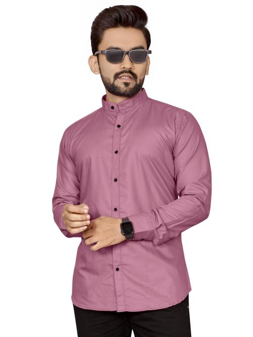 Buy NIVICK Men Slim Fit Solid Mandarin Collar Casual Shirt--Dark Pink ...