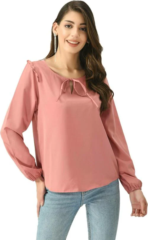 Buy Elanmate Women Pink Solid Polyester Top Online at Best Prices in ...