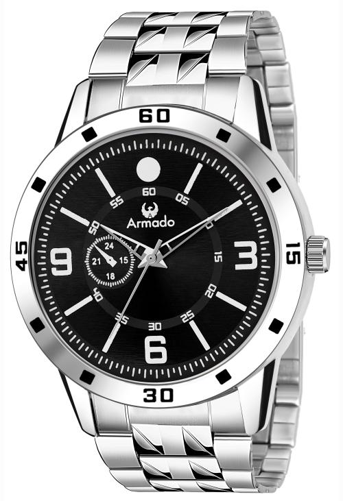 Buy Armado Analog Black Dial Silver Strap Watch For Men (2510-Black ...