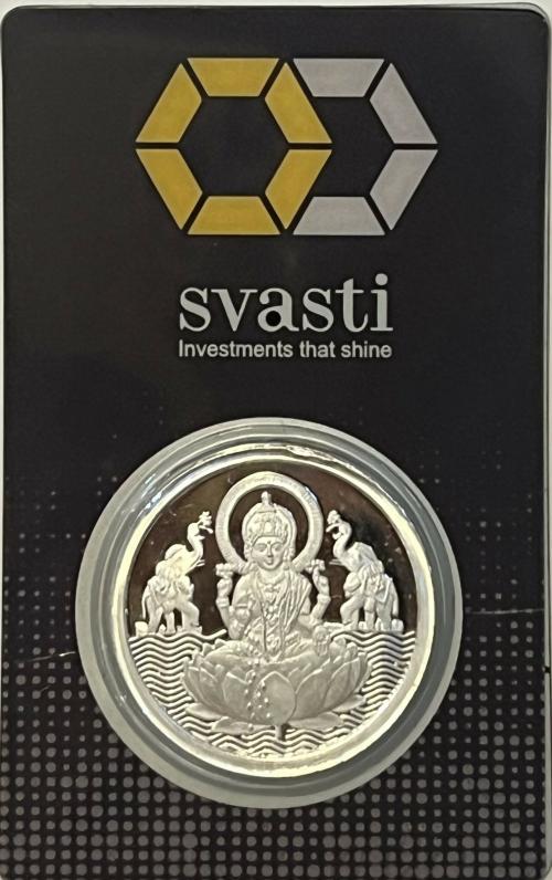 Buy Svasti 10gm Silver coin with Lakshmi 999 purity Online at Best ...