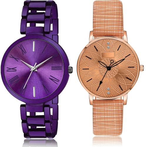 Buy GROOT New Professional Casual Chain And Girls Watch Purple And Orange Colour Analog Metal ...