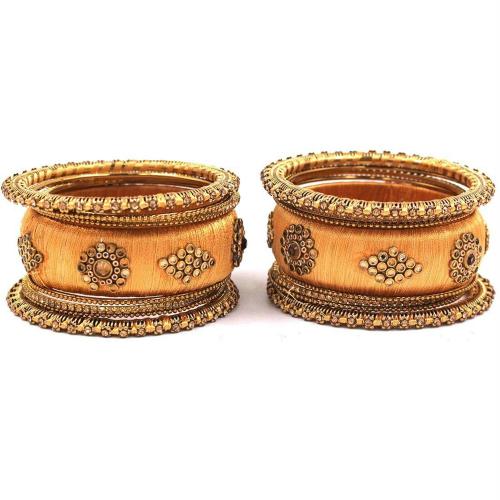 Buy Leshya Golden Alloy Steel Kada (Women) (Set Of 18) Online at Best ...