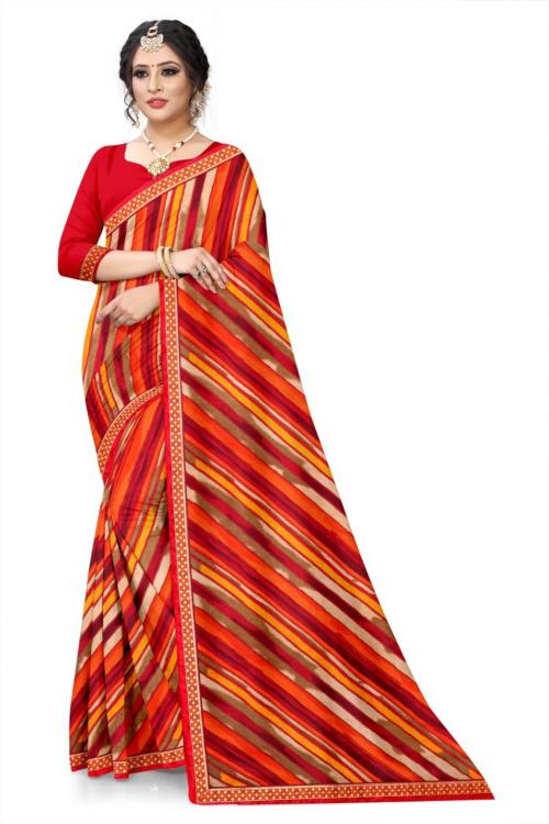 Buy Rashididi Women Multicolor Printed Georgette Leheria Saree Online ...