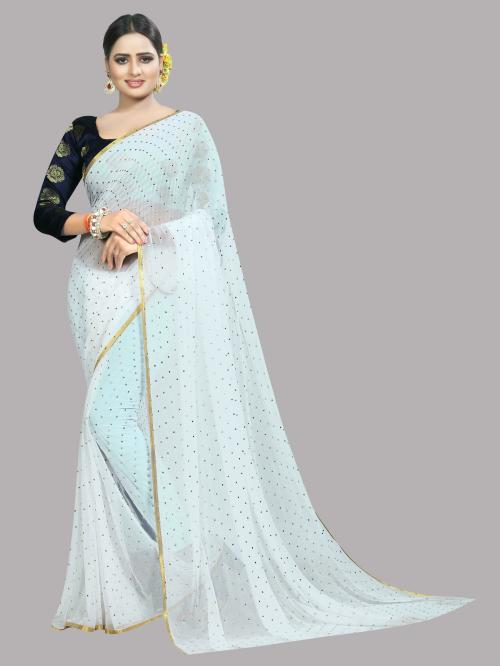 Buy NISHA CREATION Women Pink Self Design Chiffon Single Saree Online ...