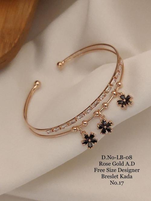 Buy KLIZONIL Beautiful Designer Brass Rose Gold Plated Fancy Kada Bracelet for Women and Girls ...
