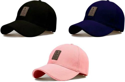 Buy Babji Black,Navy Blue,Pink Ediko Baseball Sports Cap (Pack of 3 ...