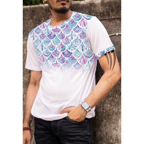 Buy PANDA TOWN Pure Cotton Clam Patterned Ombre Printed Half Sleevees T ...