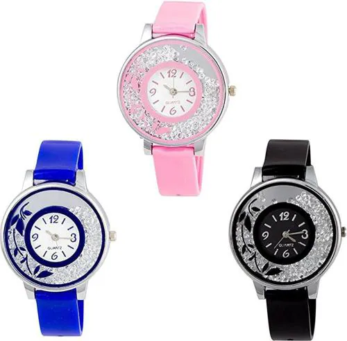 Buy Praizy Analog White, Black Dial Blue White Watch For Girls (Pack Of ...