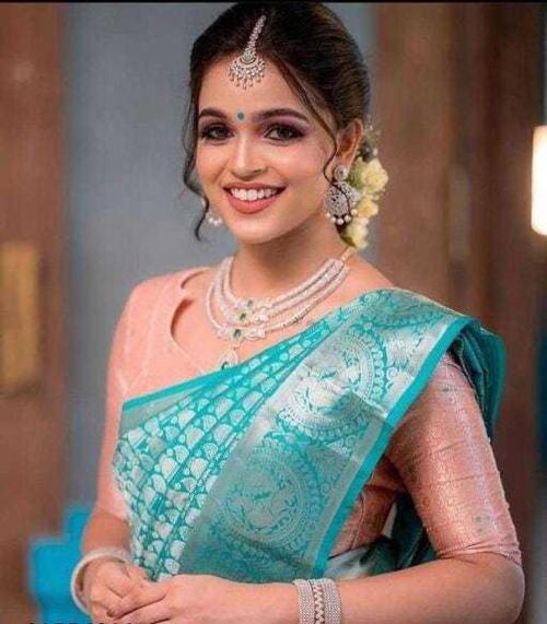 Buy KOMALPANKH Women White Woven Jacquard, Pure Silk Kanjivaram Saree ...