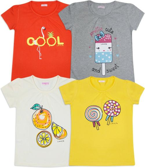 Buy Luke and Lilly pack of 4 Girls Half Sleeve Tshirt Online at Best ...