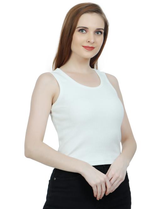 Buy Fasska Womens Tank Top Ribbed Cotton Stylish Crop Top Sleeveless ...