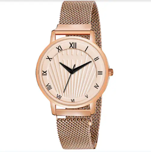 Buy ILOZ New Designer Peach color Roman Dial Luxury Mesh Magnet Buckle ...