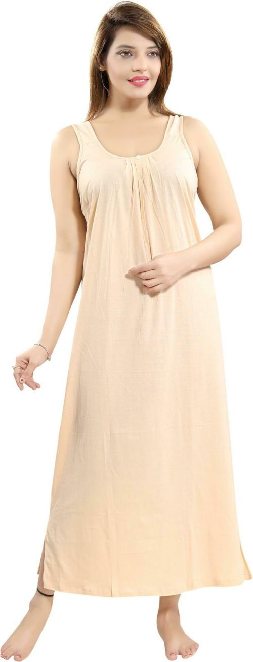 Buy Be You Women Beige Solid Pure Cotton Nighty Online at Best Prices ...