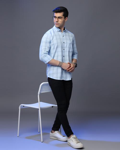 Buy FOGA CLOTHING--Mens Twill Checked Casual Shirt Online at Best ...