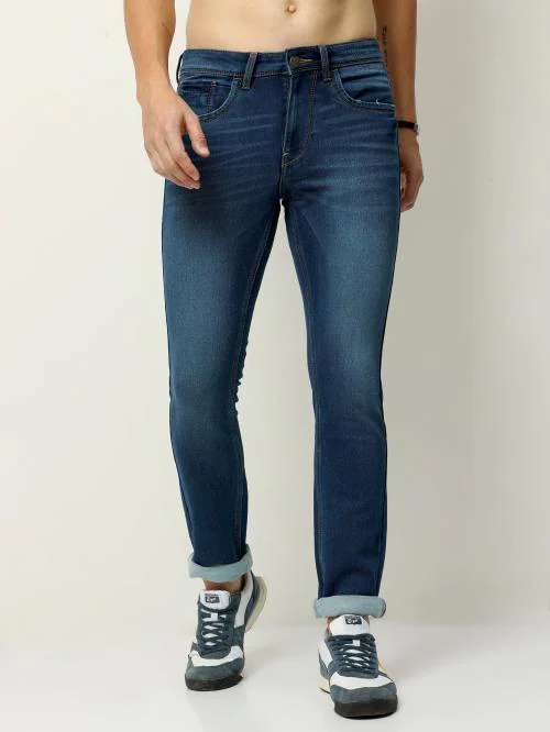 Buy TRIGGER Men Slim Fit Prussian Blue Jean Online at Best Prices in ...