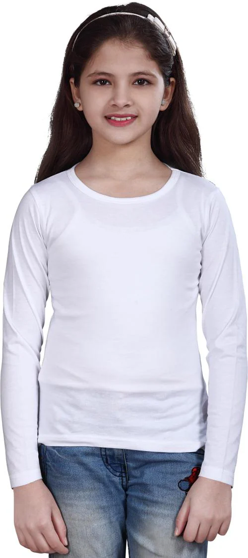 Buy SINI MINI Full Sleeve White top Girls Casual Pack of 1 Tshirts ...