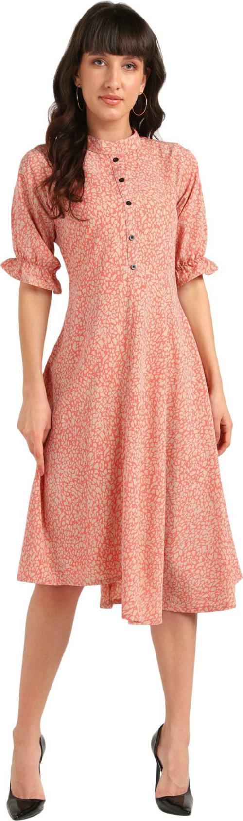 Buy Serein Women Pink Textured Crepe Single Dresses Online at Best ...